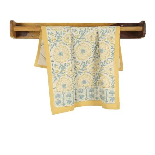 SUSTAINABLE THREADS Bloom Riverhand Block Printed Kitchen Towelsset Of 2 - Wheat