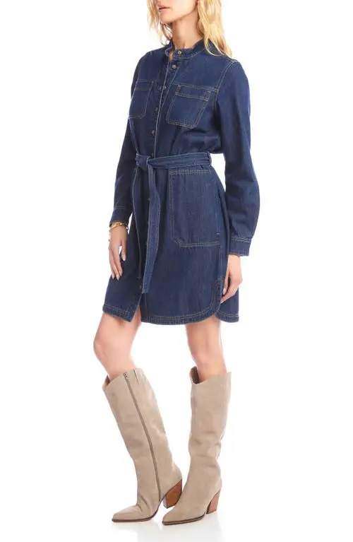 Karen Kane Belted Long Sleeve Denim Shirtdress