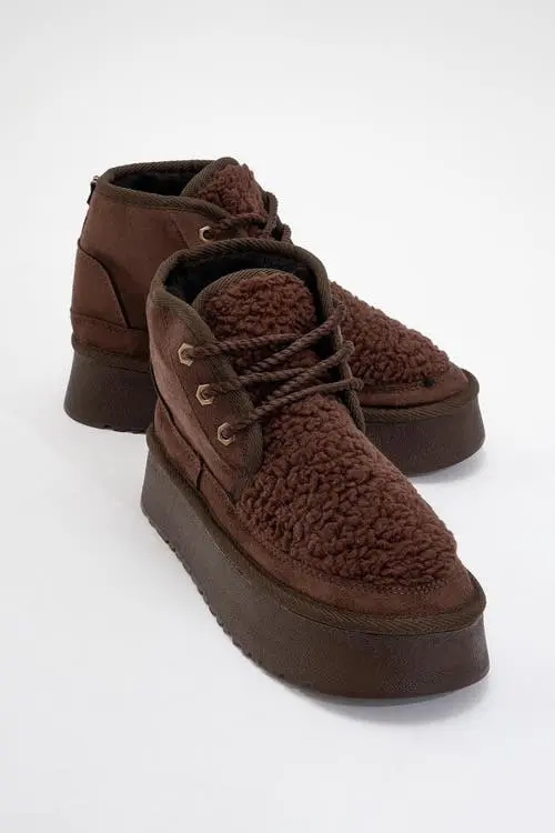 PROLOGUE SHOES Tyson Lace-up Boots - Brown Suede Faux Leather