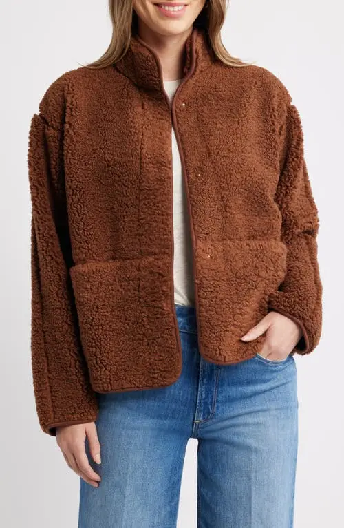 Caslon Faux Shearling Jacket - Brown Tiramisu