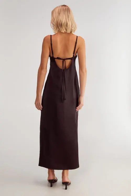 Nasty Gal Satin Square Neck Maxi Slip Dress