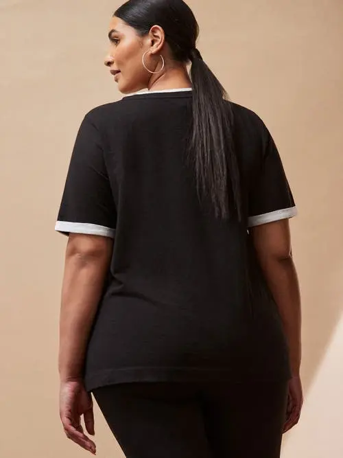 LIVE UNLIMITED Contrast Elbow Length Sleeve T-shirt