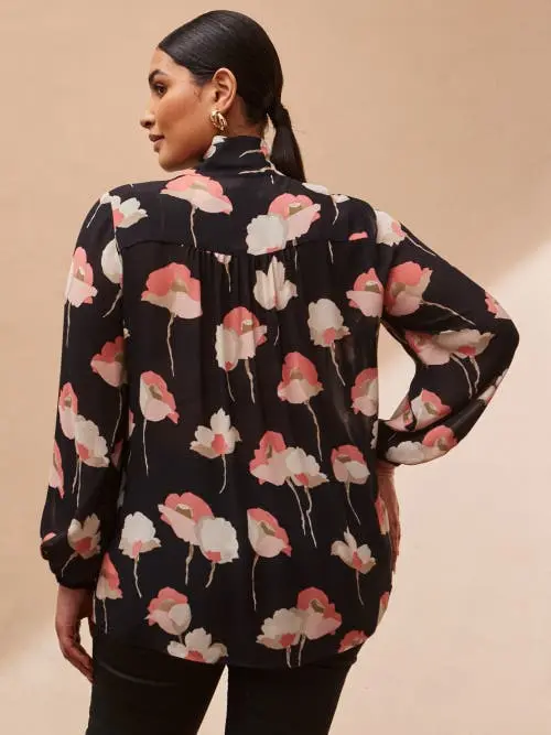 LIVE UNLIMITED Floral Print High Neck Blouse