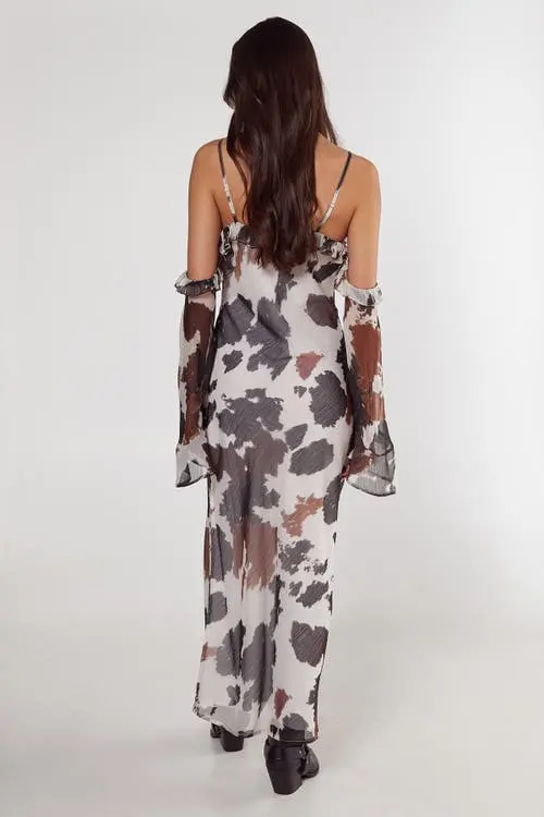 Nasty Gal Cold Shoulder Bias Cut Split Maxi Dress