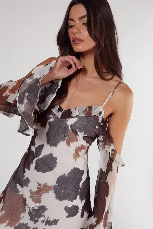 Nasty Gal Cold Shoulder Bias Cut Split Maxi Dress