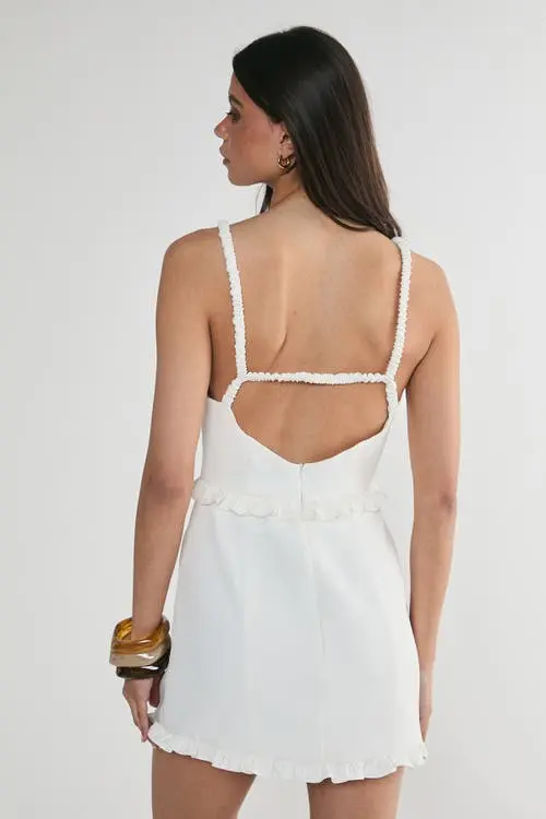 Nasty Gal Ruched Strap Ruffle Tailored Mini Dress