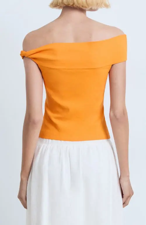 Mango Pleated One-shoulder Top - Orange