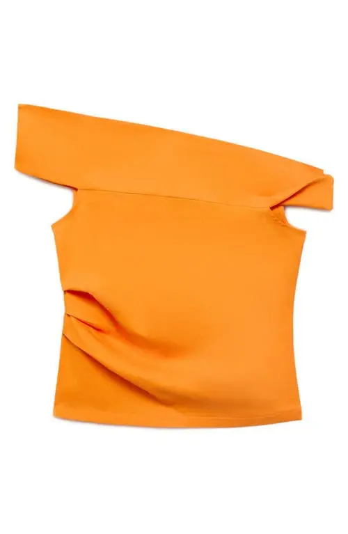 Mango Pleated One-shoulder Top - Orange