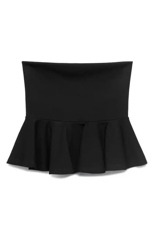 Mango Bandeau Peplum Top - Black