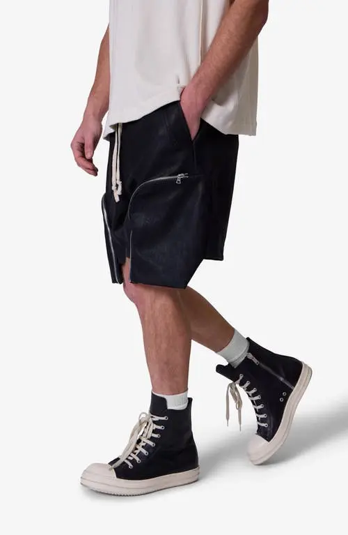 Mnml Faux Leather Pocket Geo Shorts