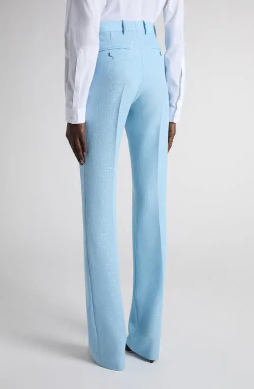 TOM FORD Tailored Sequin Wool Blend Crepe Straight Leg Pants - Sky Blue