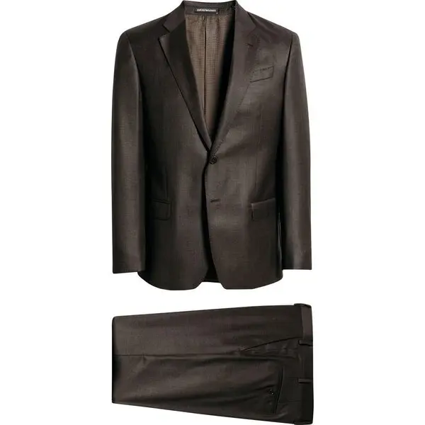 Emporio Armani G-line Solid Brown Wool Suit