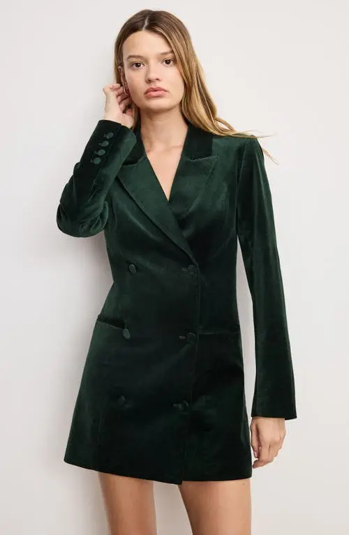 Good American Exec Velvet Blazer Mini Dress - Pine Green