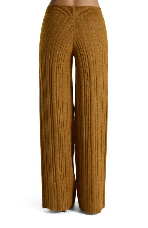 Naked Wardrobe Rib Knit Wide Leg Pants - Camel
