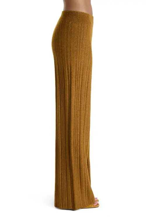 Naked Wardrobe Rib Knit Wide Leg Pants - Camel