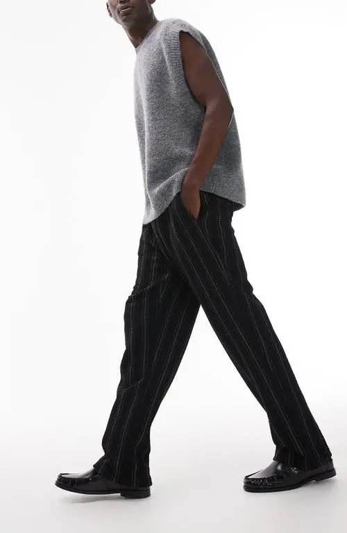 Topman Striped Cotton-blend Straight-leg Pants