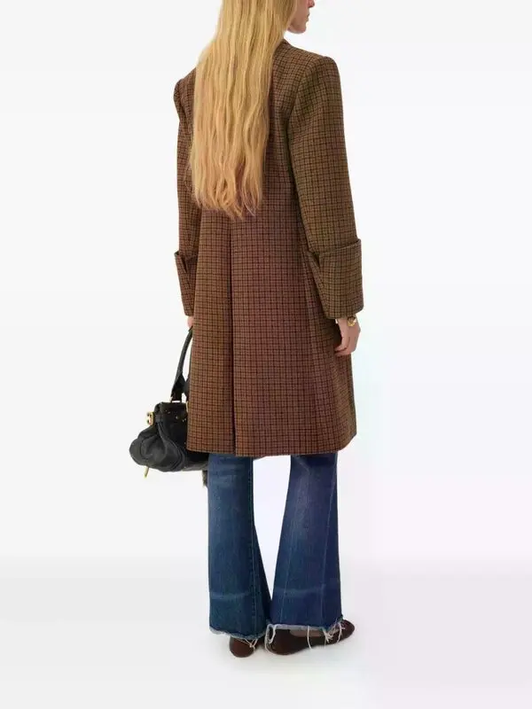 Chloé Wool Houndstooth Single-breasted Coat - Brown