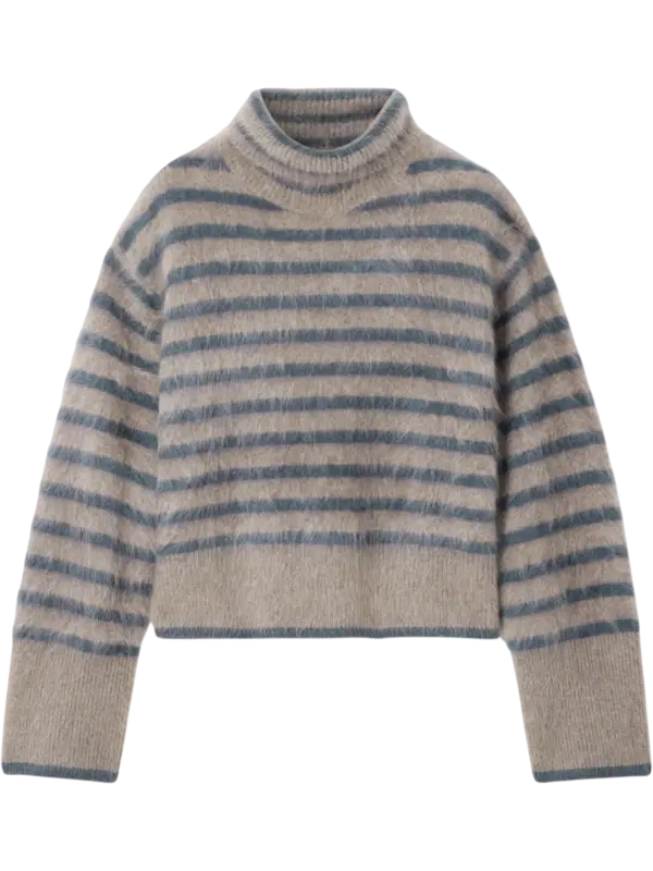 LISA YANG Floren Striped Brushed-cashmere Turtleneck Sweater - Metallic