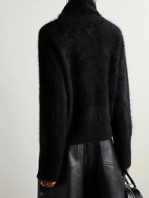 LISA YANG Floren Brushed-cashmere Turtleneck Sweater - Black