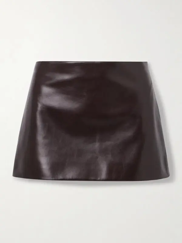 Khaite Jett Leather Mini Skirt - Brown