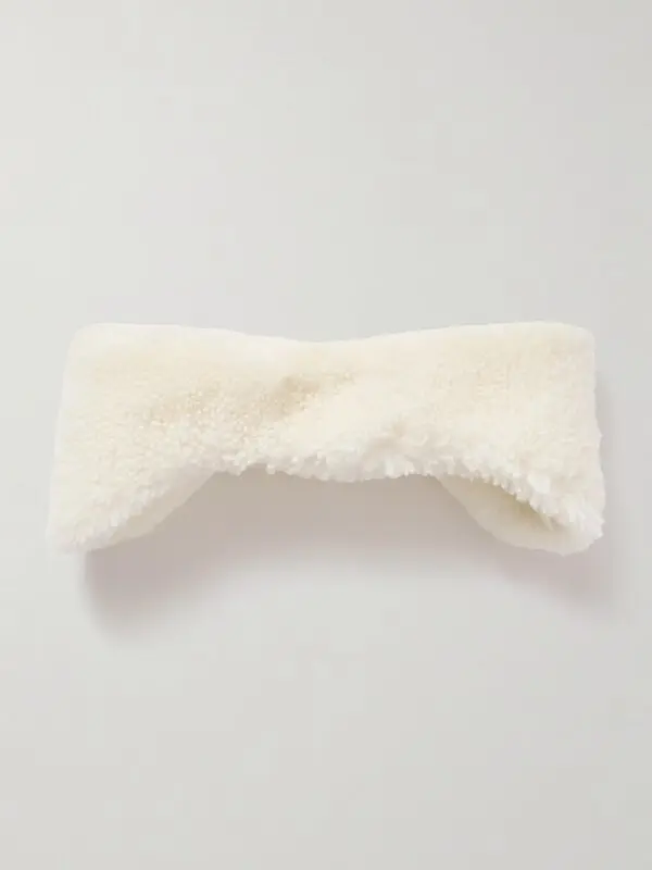 YVES SALOMON Shearling Earmuffs - White