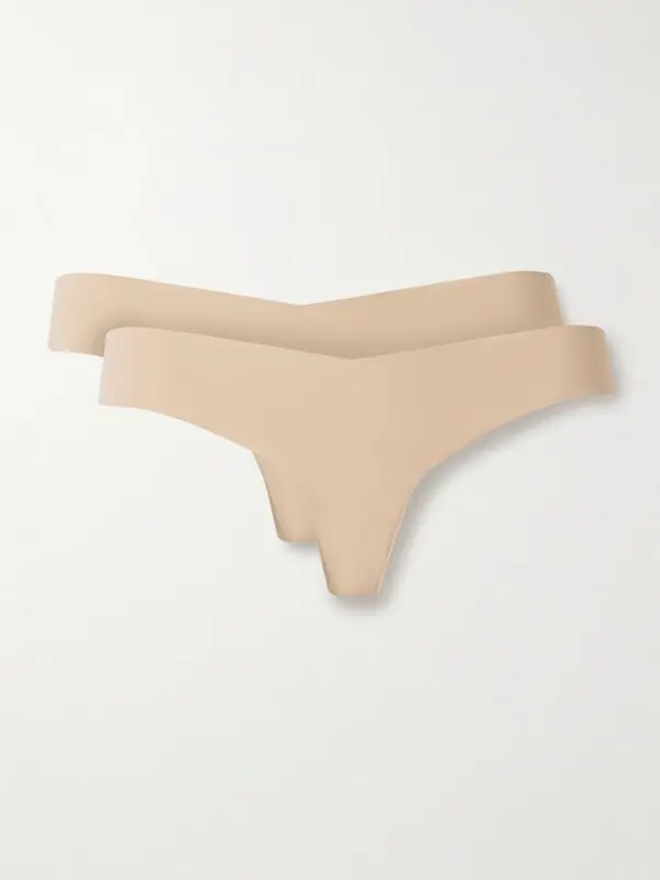 Commando Set Of Three Stretch-jersey Thongs - Neutrals