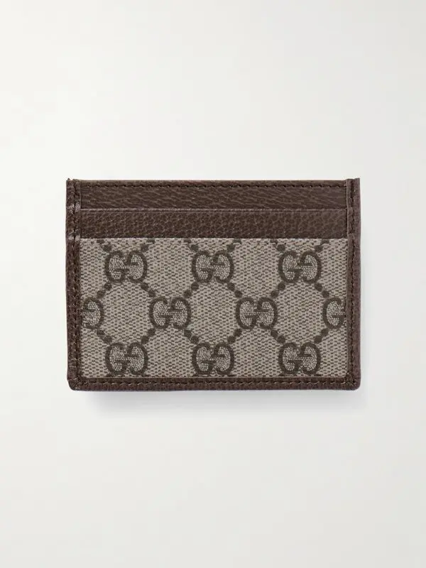 Gucci Ophidia Textured Leather-trimmed Printed Coated-canvas Cardholder - Neutrals