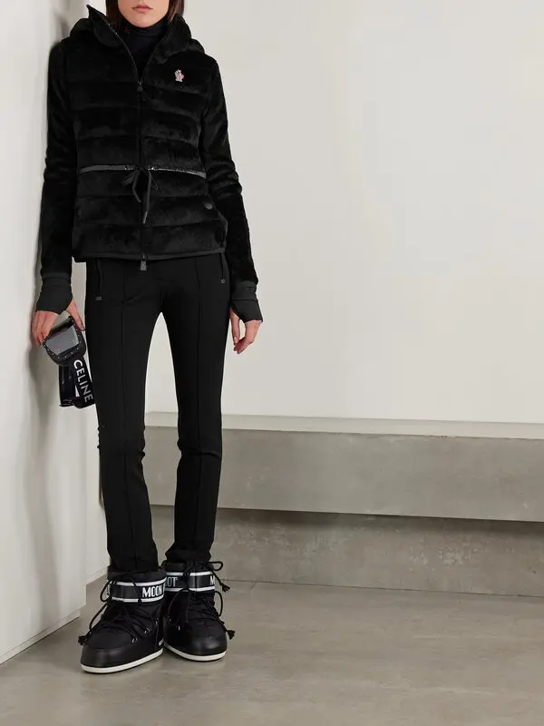 Moncler Hooded Quilted Fleece Down Jacket