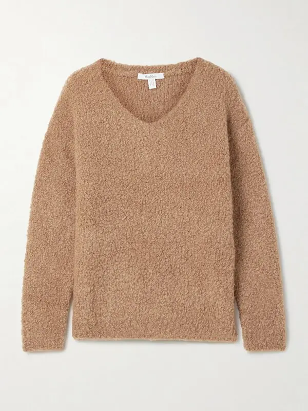 Max Mara Camel Hair And Silk-blend Bouclé Sweater - Brown