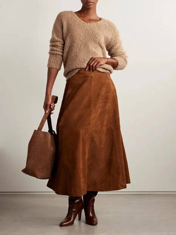 Max Mara Camel Hair And Silk-blend Bouclé Sweater - Brown