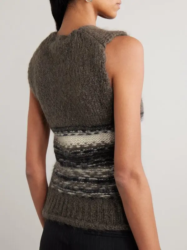 Our Legacy Pleaser Striped Mohair And Wool-blend Tank - Green
