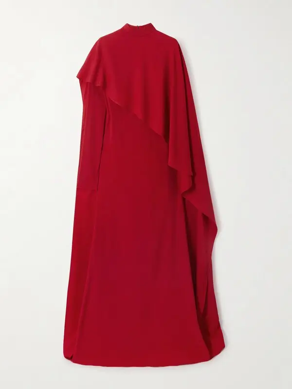 TALLER MARMO Carrington Cape-effect Gown - Red