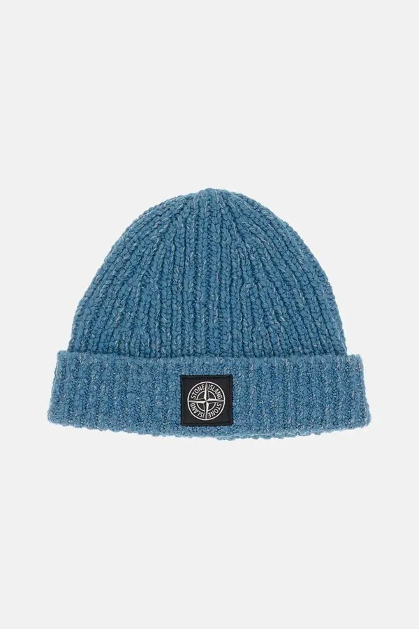 Stone Island Fancy Yarn Mouliné Wool Beanie - Blue
