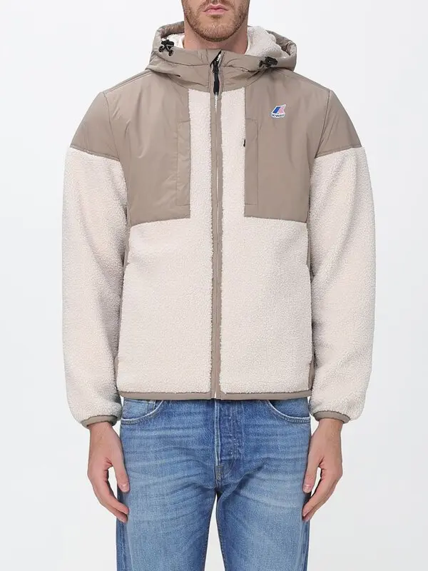 K-WAY Padded Nylon Jacket With Sherpa Lining - Beige