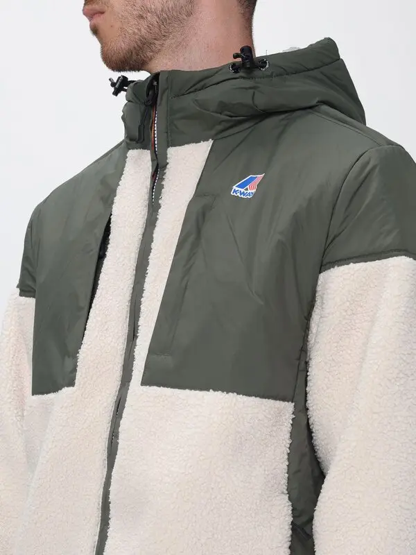 K-WAY Padded Nylon Jacket With Sherpa Lining - Green