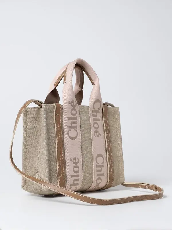 Chloé Canvas And Leather Bag With Embroidered Logo