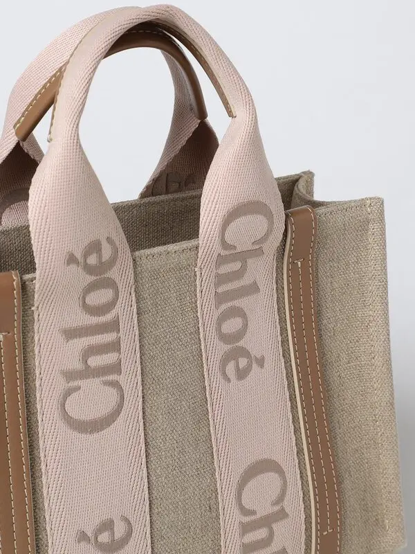 Chloé Canvas And Leather Bag With Embroidered Logo