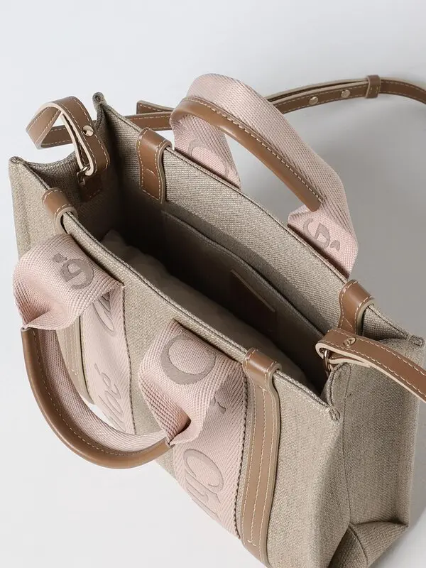 Chloé Canvas And Leather Bag With Embroidered Logo