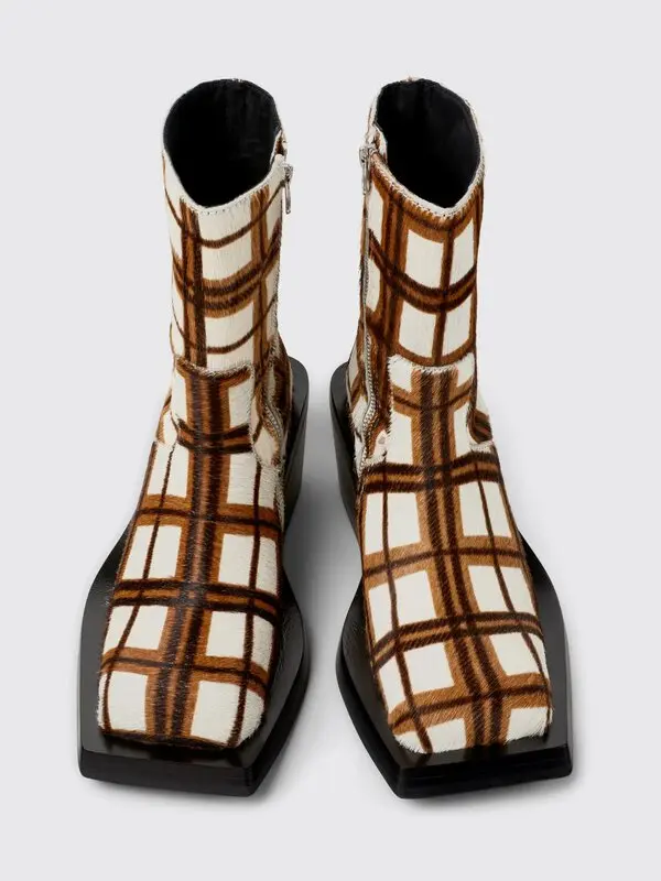 Camper Checked Zip-up Boots