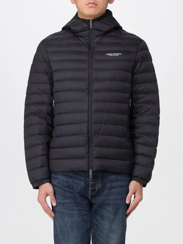 Armani Exchange Puffer Jacket With Hood - Black