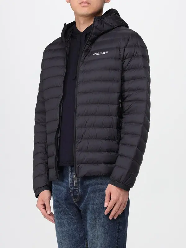 Armani Exchange Puffer Jacket With Hood - Black