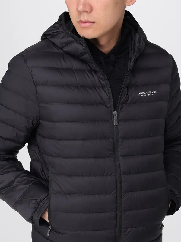 Armani Exchange Puffer Jacket With Hood - Black