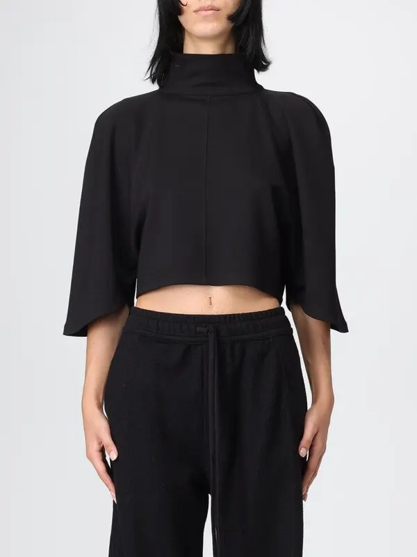 THOM KROM Cropped High Neck Top With Wide Sleeves