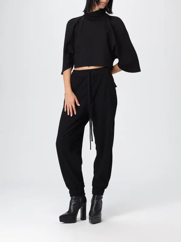 THOM KROM Cropped High Neck Top With Wide Sleeves