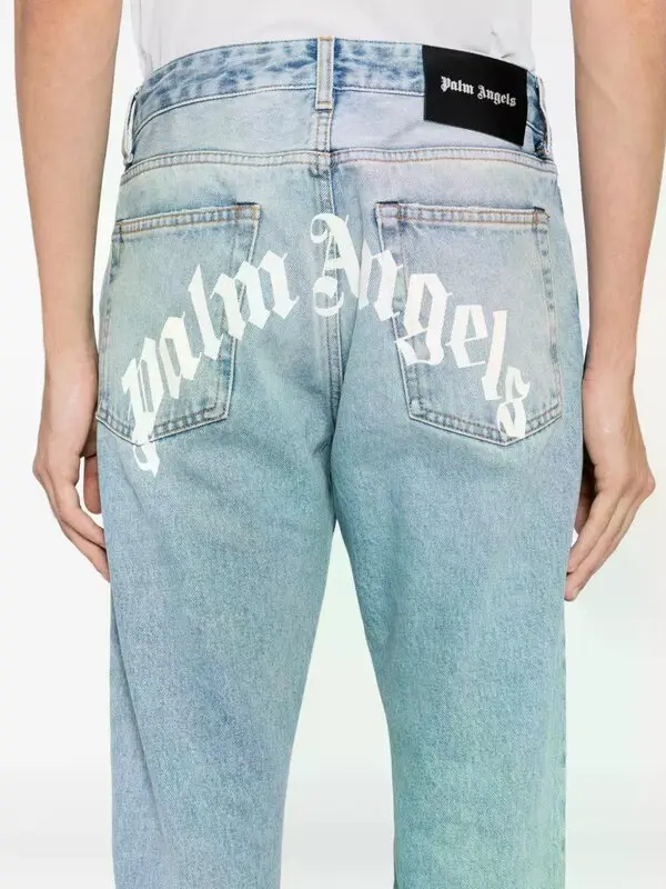 Palm Angels Logo Print Jeans - Blue