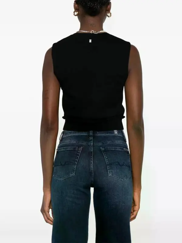 Sandro Sleeveless Wool & Cashmere Blend Cropped Sweater With Ruffle Hem