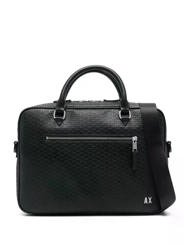 Armani Exchange Monogram-embossed Briefcase - Black