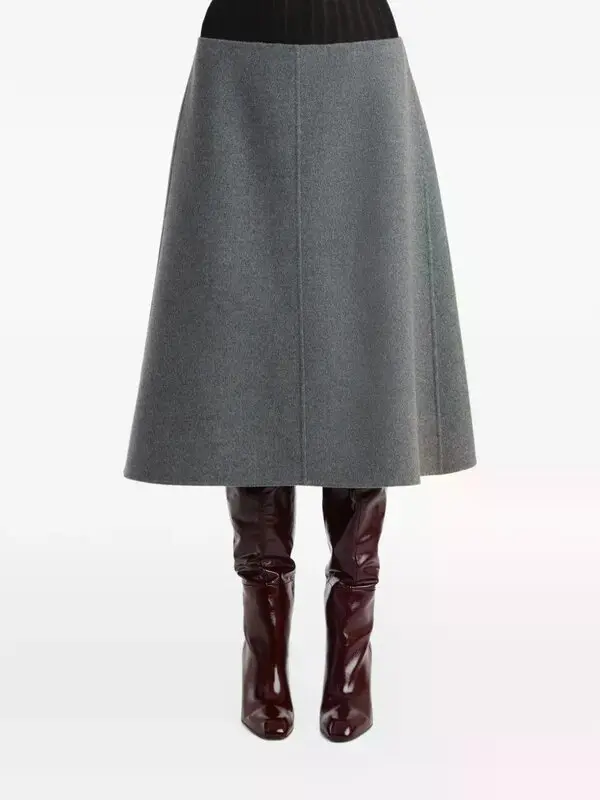 Khaite Wool A-line Skirt - Grey