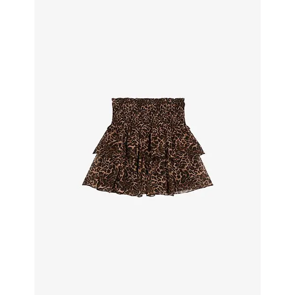 The Kooples Printed Ruffled Mini Skirt
