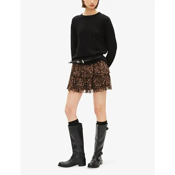 The Kooples Printed Ruffled Mini Skirt